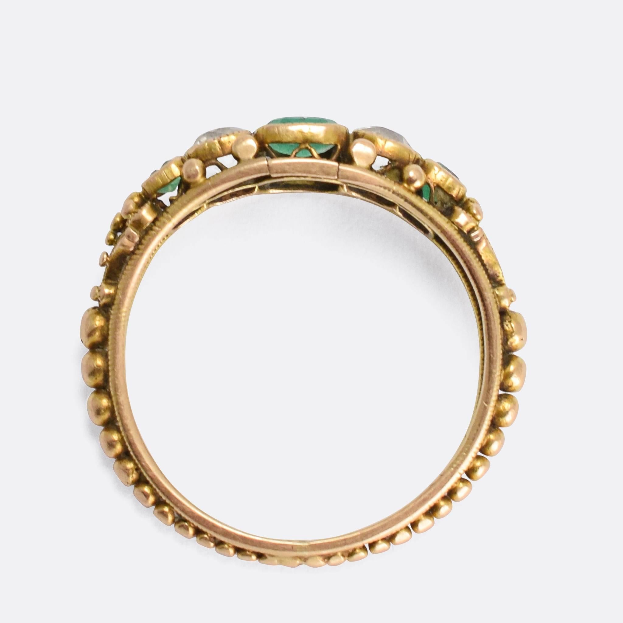 Antique Georgian Regency Period Emerald Diamond Filigree Ring at ...
