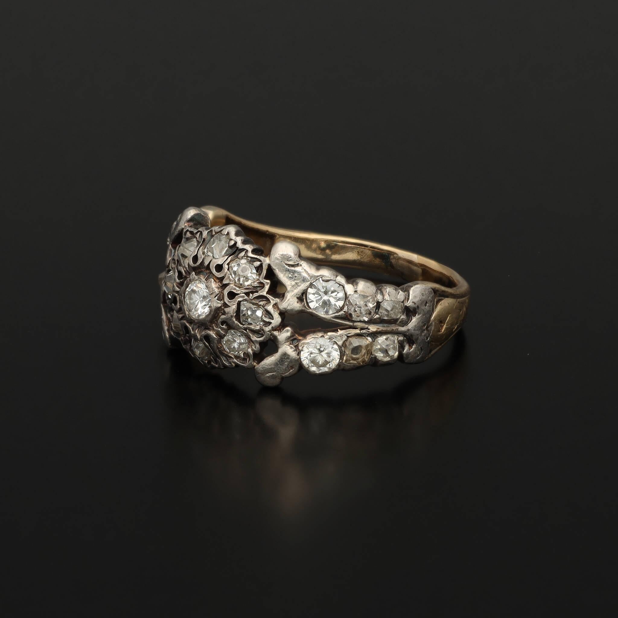 Antique Georgian Revival Floral Diamond Ring, Antique Diamond Flower ...