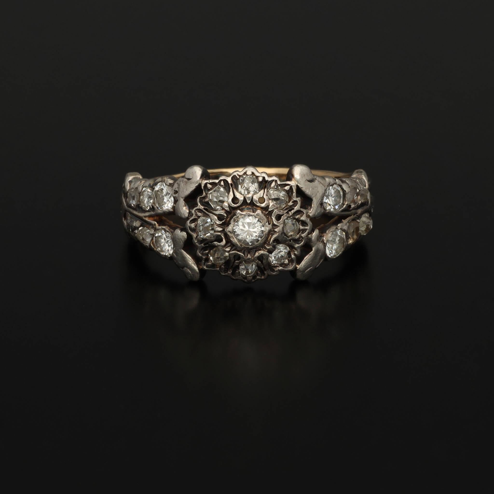 Antique Georgian Revival Floral Diamond Ring, Antique Diamond Flower ...