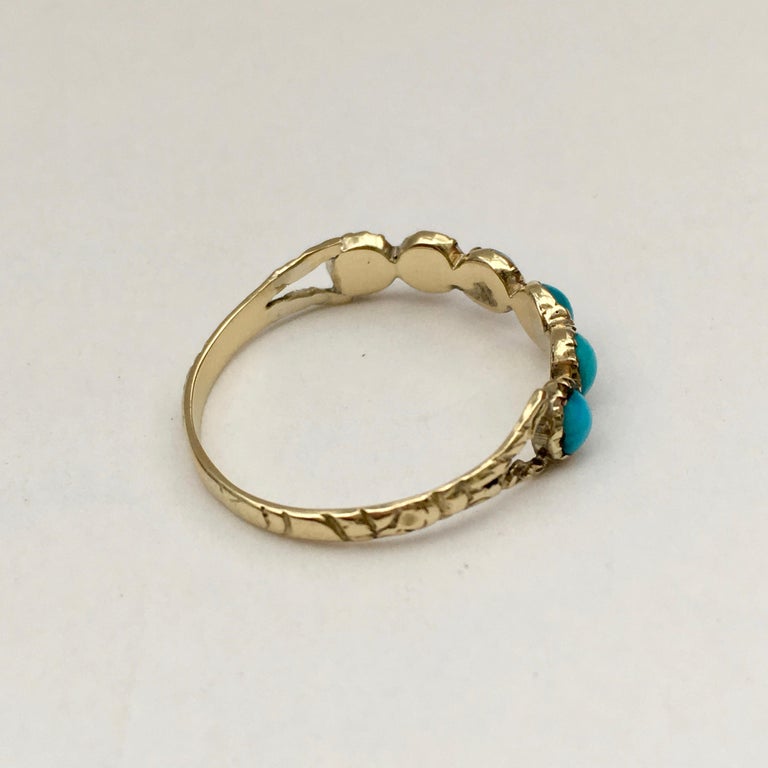 Antique Georgian Ring 18 Karat Gold Turquoise Eternity Band Half Hoop ...