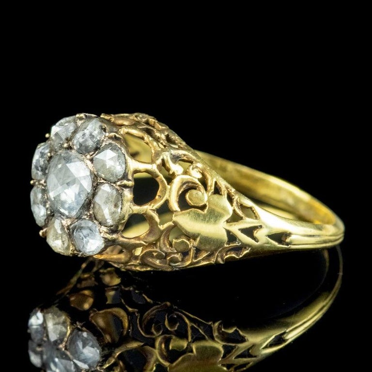 Antique Georgian Rose Cut Diamond Cluster Ring in 1.5ct Total For Sale ...