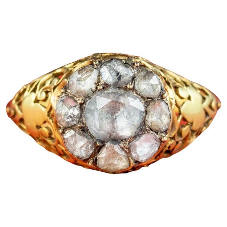 Antique Georgian Rose Cut Diamond Cluster Ring in 1.5ct Total For Sale ...