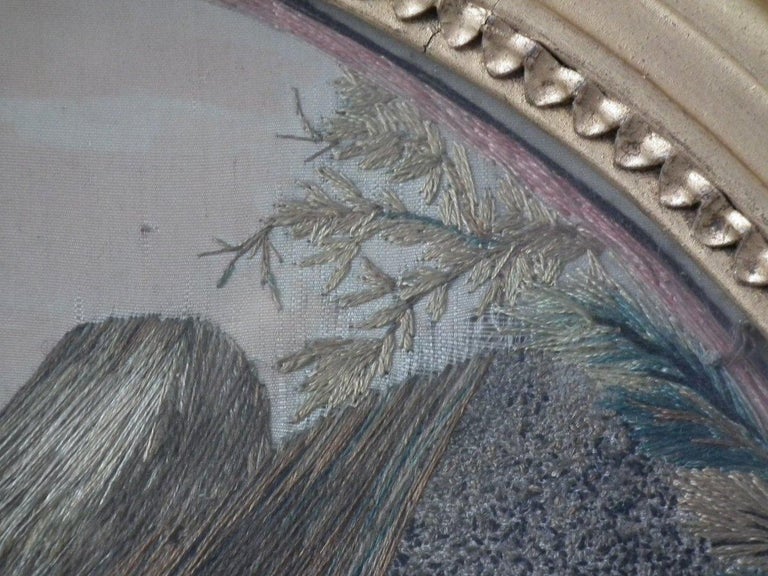 Antique Georgian Silkwork Embroidery of a Country Scene at 1stDibs