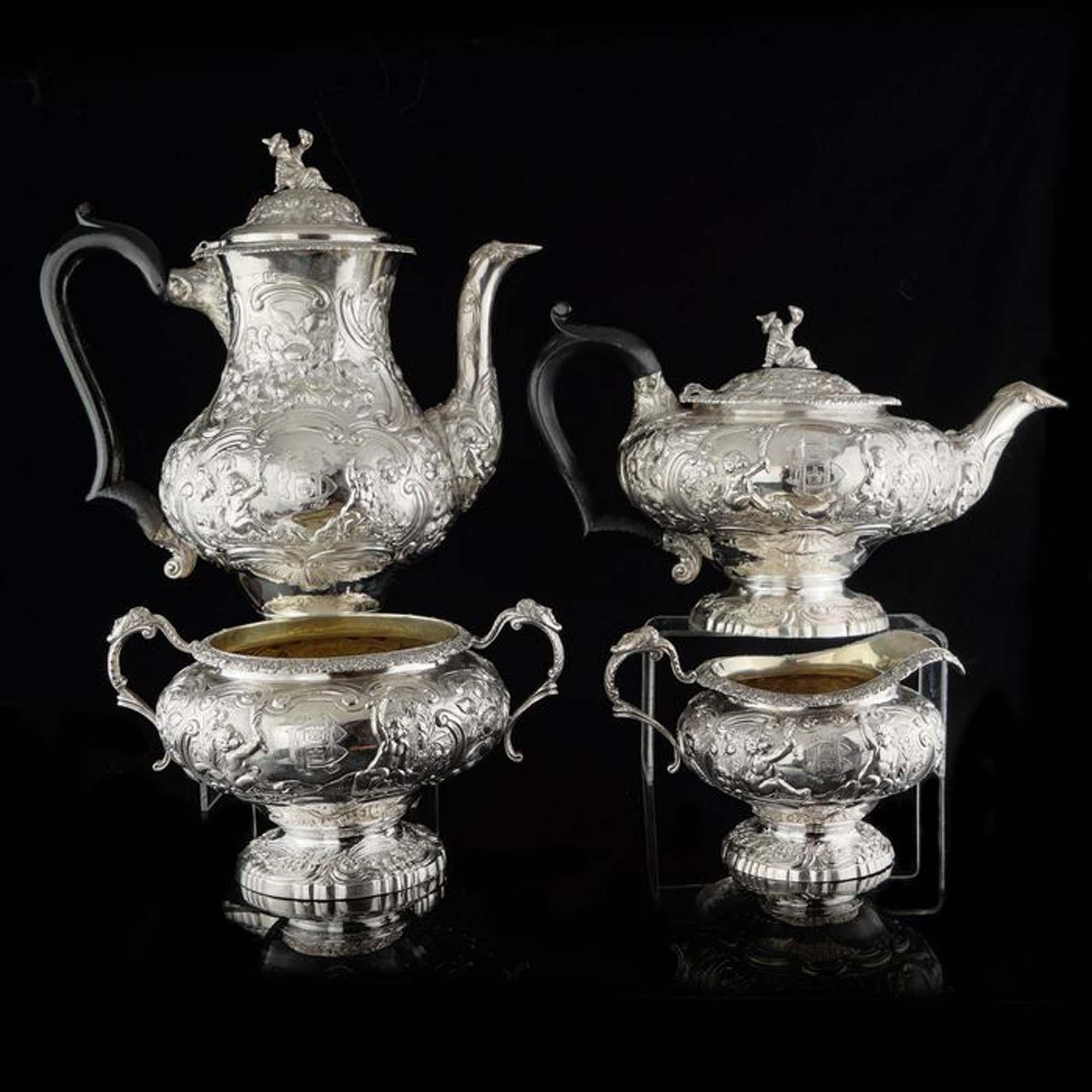 Antique Georgian Silver Tea Service Set of Four Pieces For Sale at 1stDibs