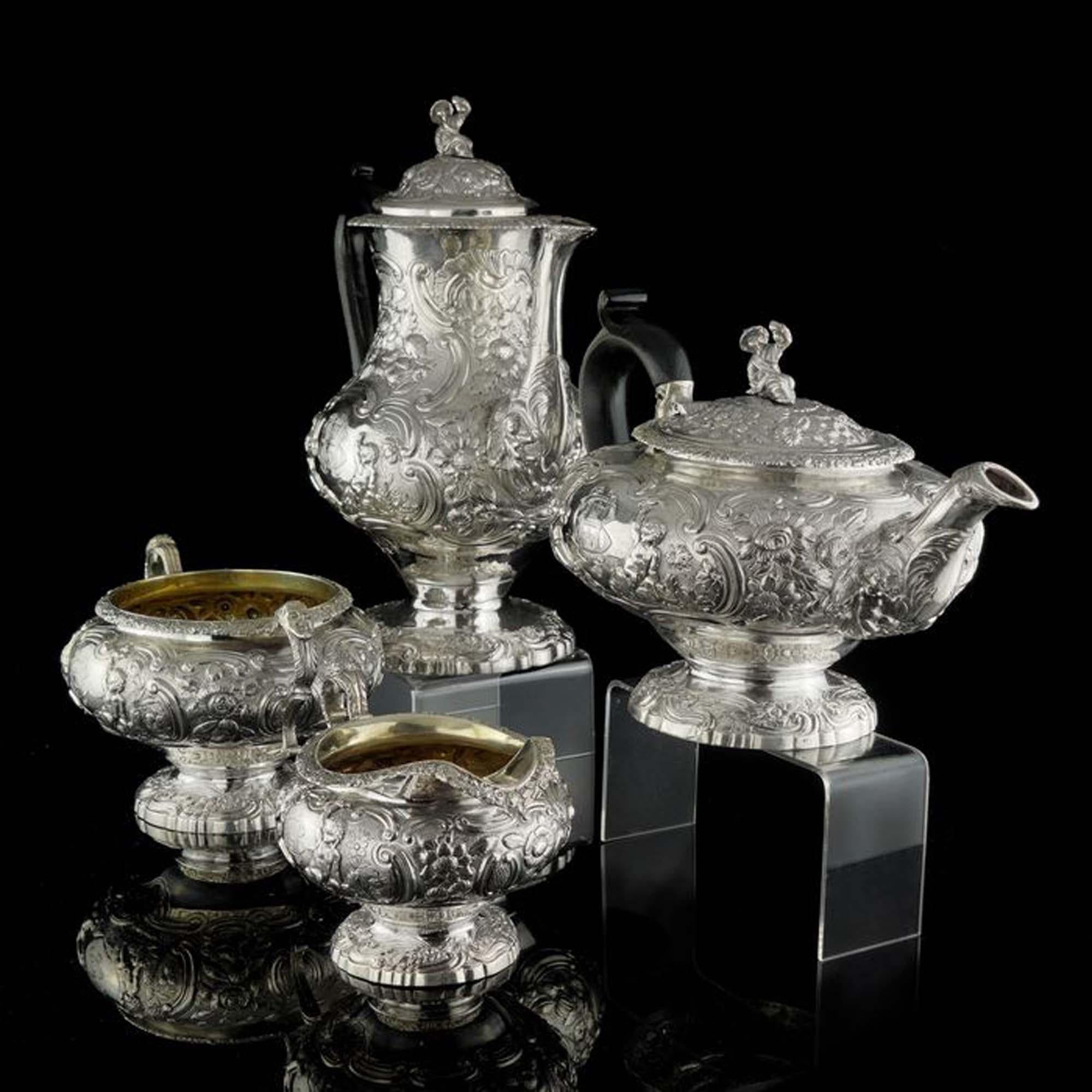 Antique Georgian Silver Tea Service Set of Four Pieces For Sale at 1stDibs
