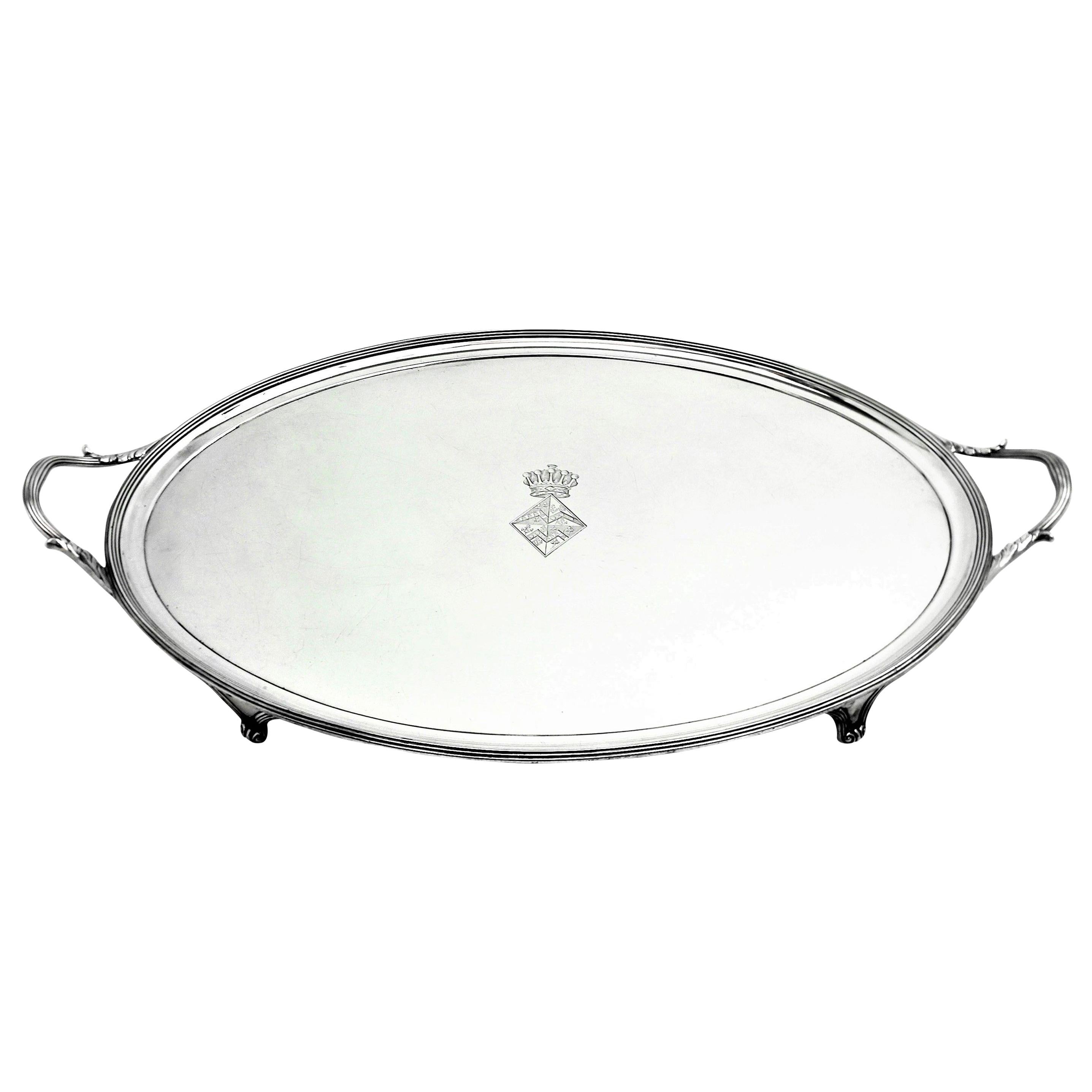 Antique Georgian Silver Tray 1800 Serving Tray / Tea Tray at 1stDibs