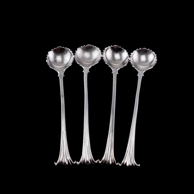 Antique Georgian Solid Silver Set of 4 Salt Spoons Onslow Pattern - c ...