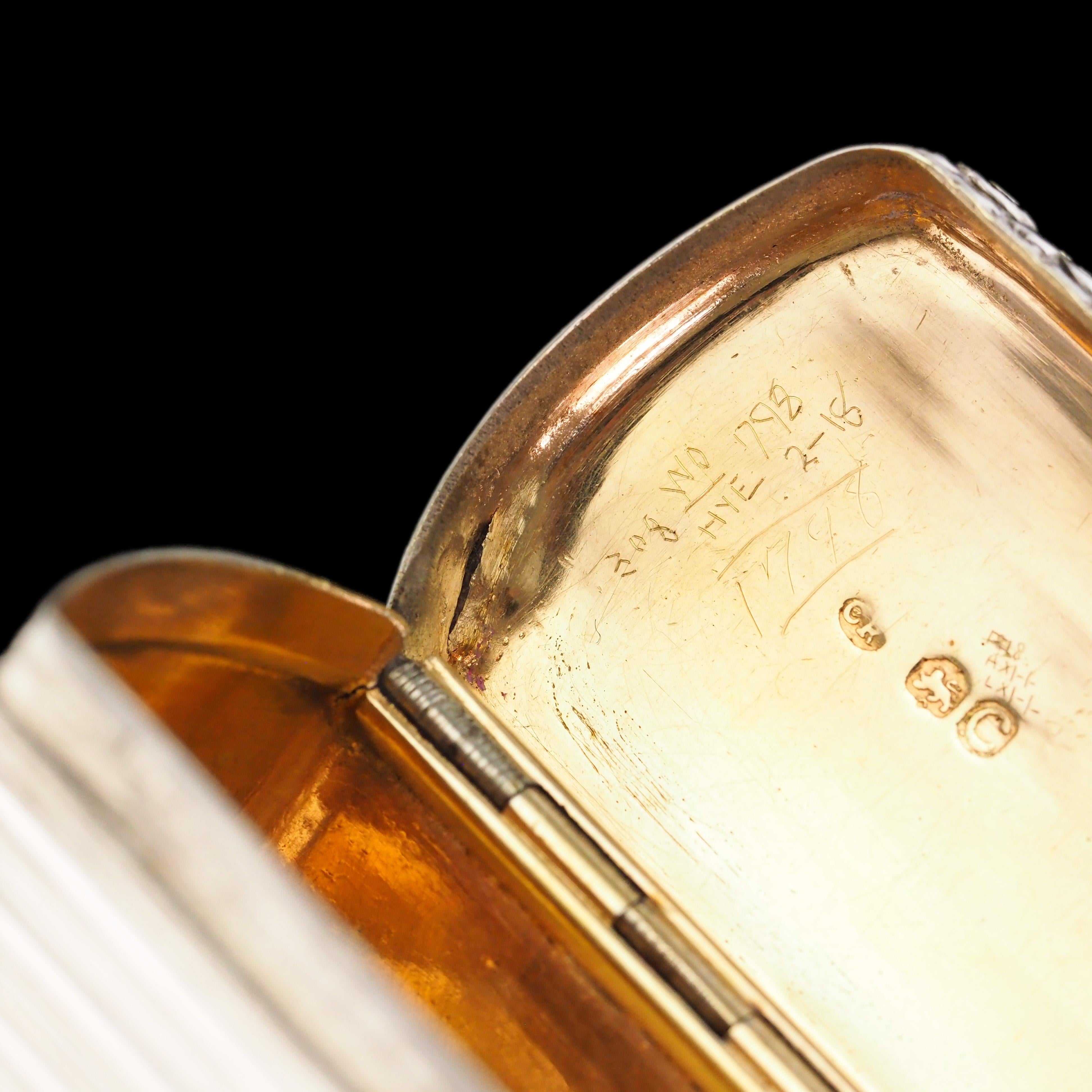 Antique Georgian Solid Silver Snuff Box Oblong Shape with Reeded Lines ...