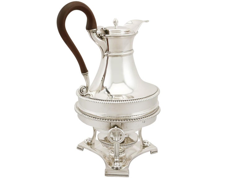 Antique Georgian Sterling Silver Coffee Jug with Spirit Burner by Paul ...