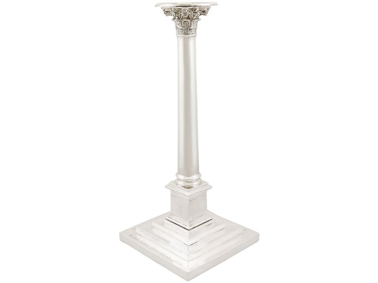 Antique 1803 Georgian Sterling Silver Column Candlesticks For Sale at ...