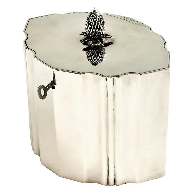 Antique Georgian Sterling Silver Tea Caddy Box with Key 1798 Bateman at ...