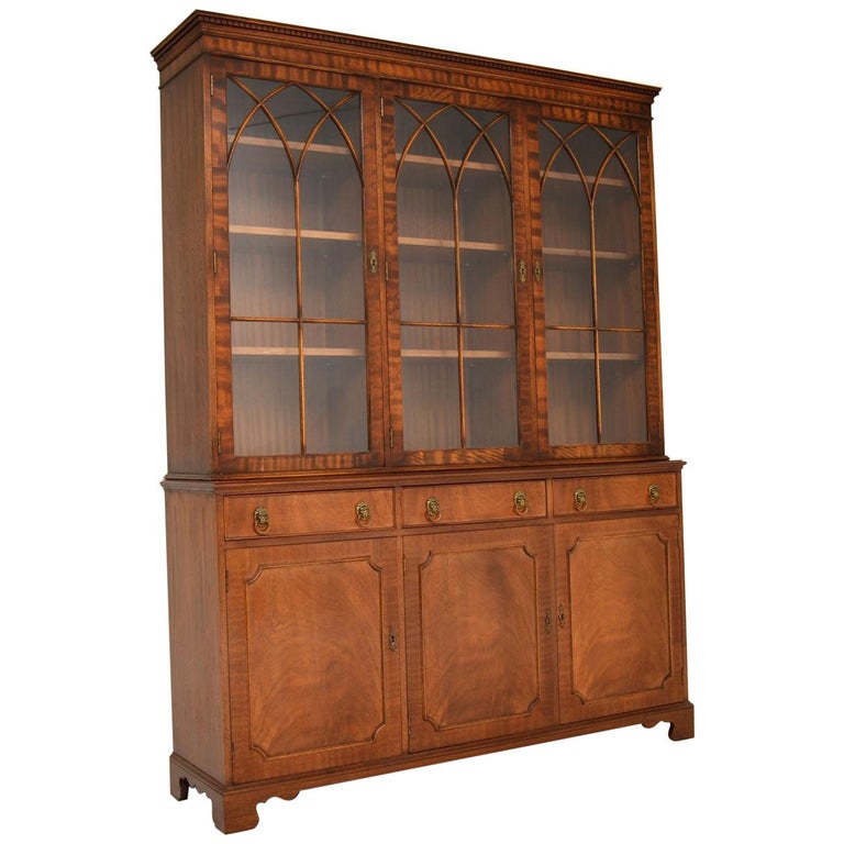 Antique Georgian Style Large Mahogany Bookcase at 1stDibs