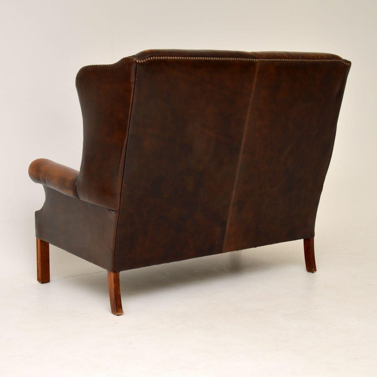 Antique Georgian Style Leather Wing Back Sofa at 1stDibs