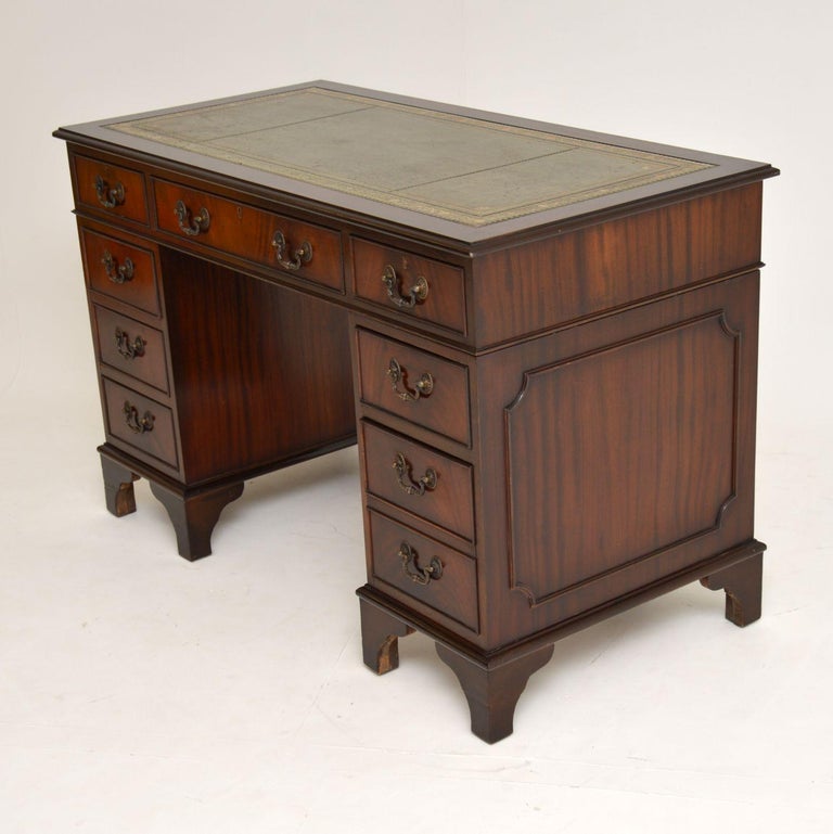Antique Georgian Style Mahogany Leather Top Pedestal Desk at 1stDibs ...