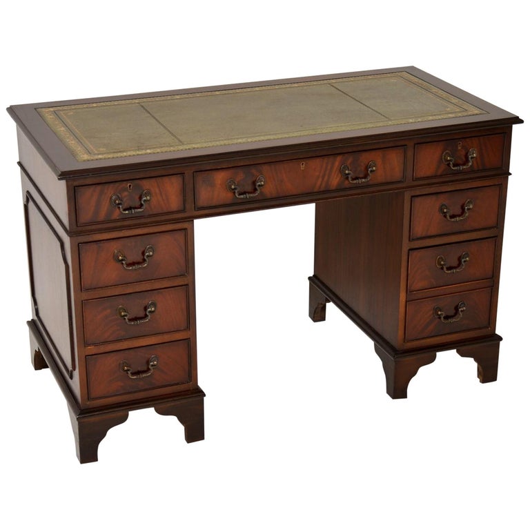 Antique Georgian Style Mahogany Leather Top Pedestal Desk at 1stDibs ...