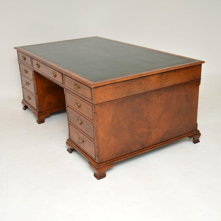 Antique Georgian Style Walnut Partners Desk at 1stDibs