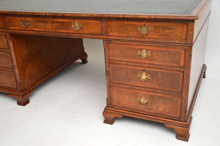 Antique Georgian Style Walnut Partners Desk at 1stDibs
