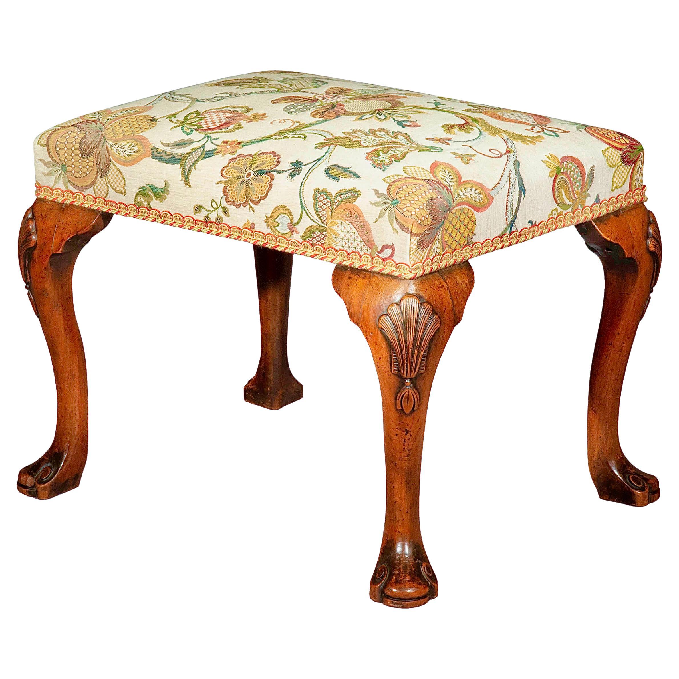 Georgian Irish Walnut Stool, Ornately Acanthus Leaf Carved Legs Lovely ...