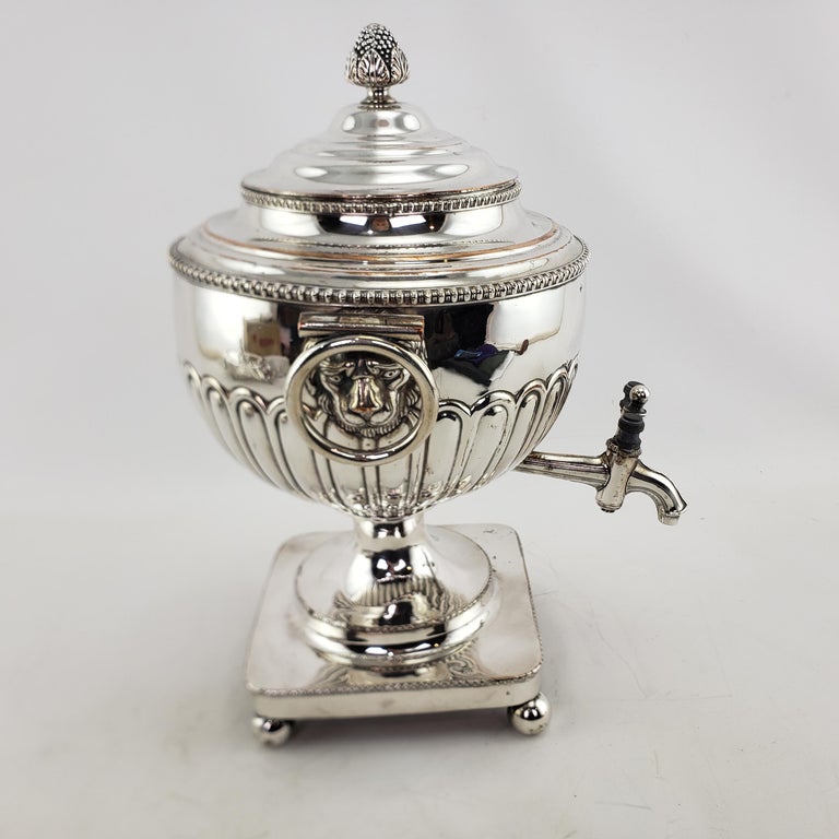 Antique Georgian Styled Silver Plated Tea or Hot Water Urn with Lion ...
