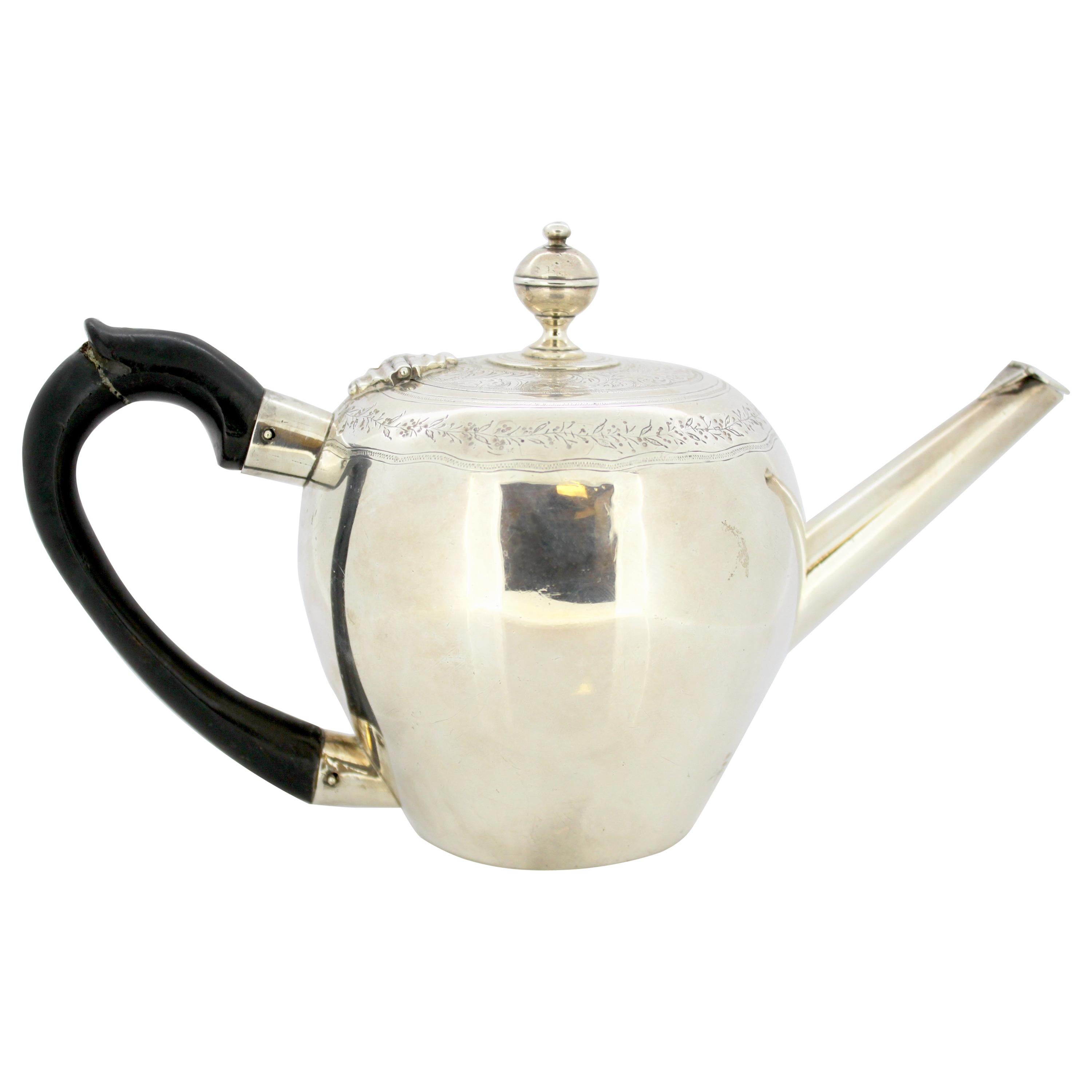 Antique Georgian III Sterling Silver Tea Pot, London 1816, Charles ...