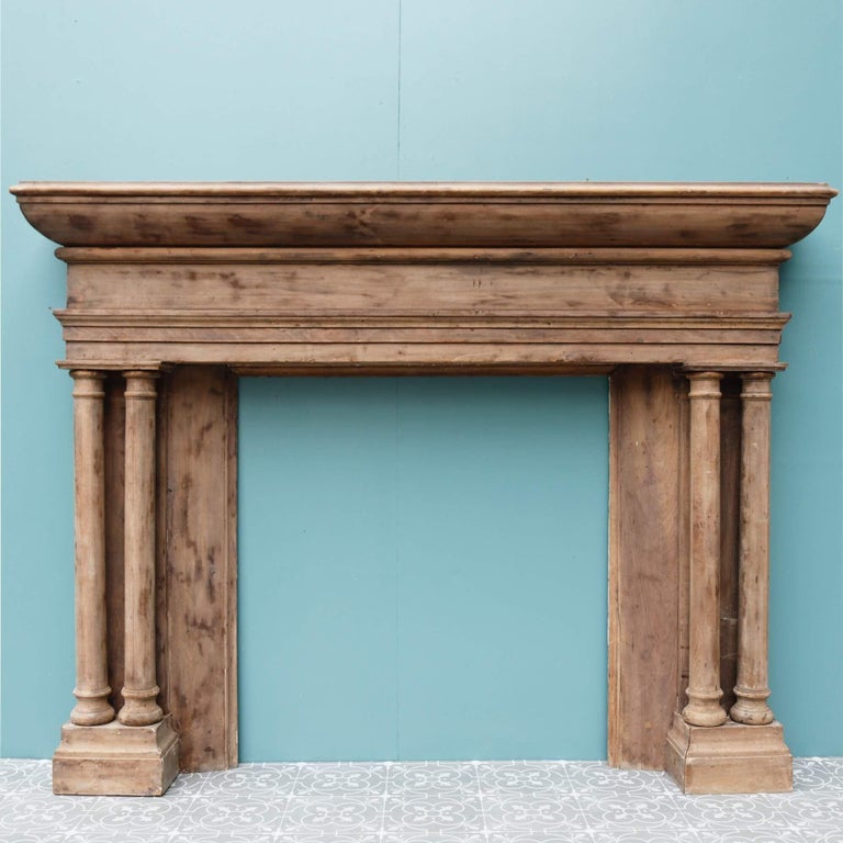 Antique Georgian Walnut Fire Mantel with Column Jambs For Sale at 1stDibs