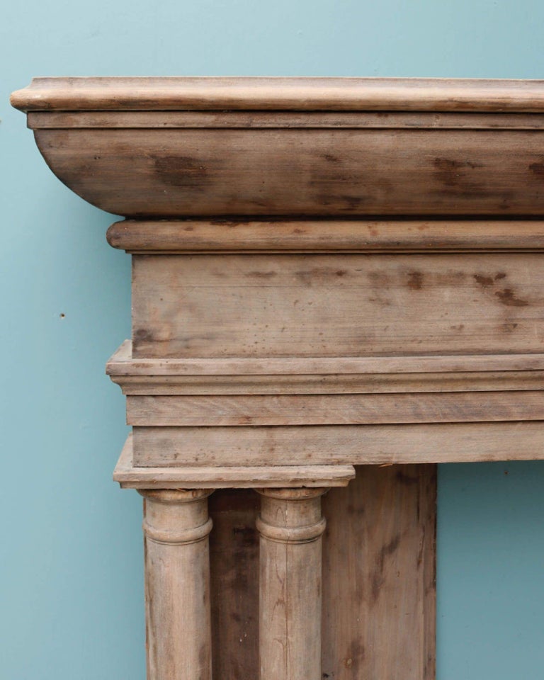 Antique Georgian Walnut Fire Mantel with Column Jambs For Sale at 1stDibs