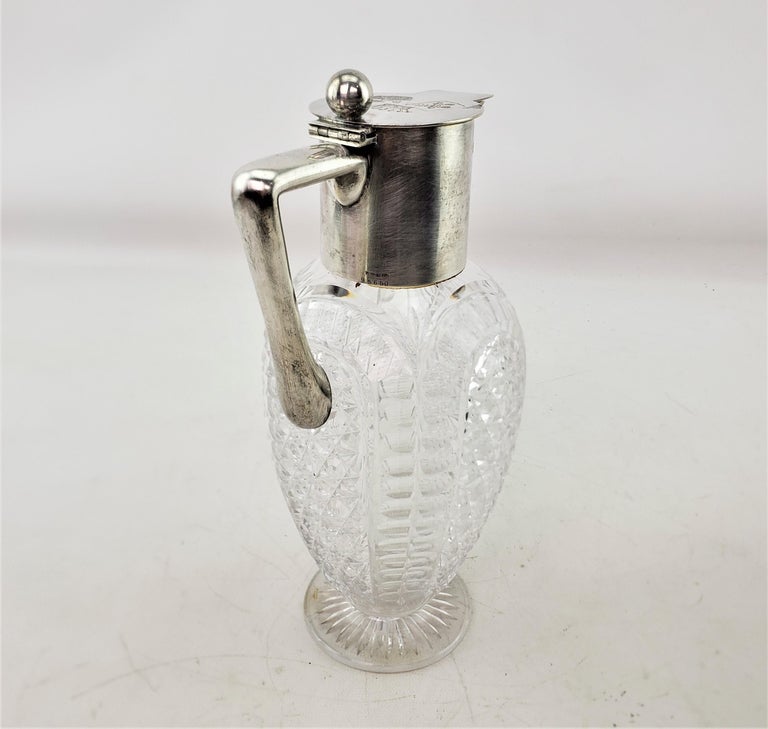 Antique German .800 Silver and Diamond Cut Crystal Claret Jug or ...