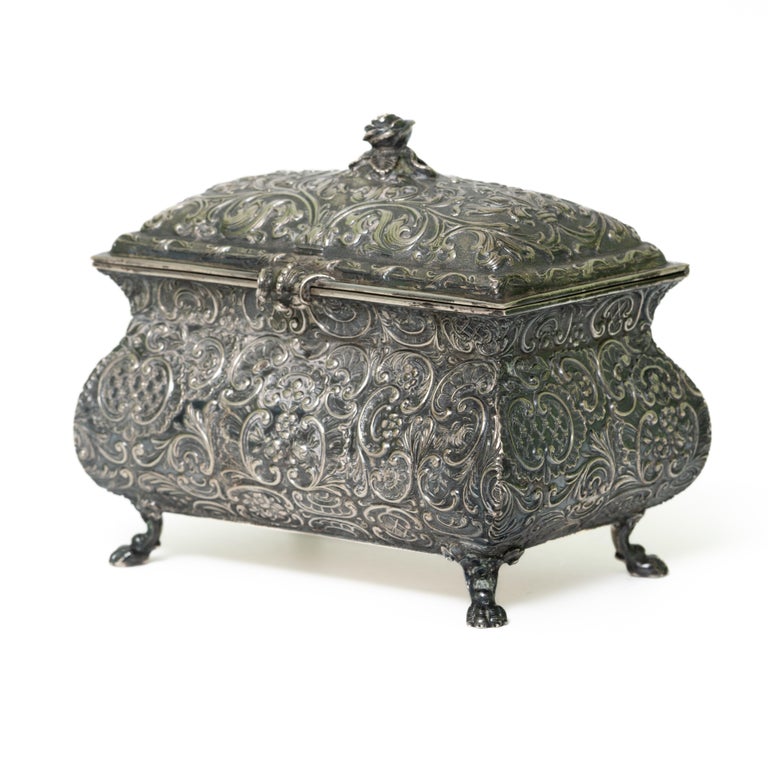 Antique German 800 - Silver Large Jewelry/Dresser Box For Sale at 1stDibs