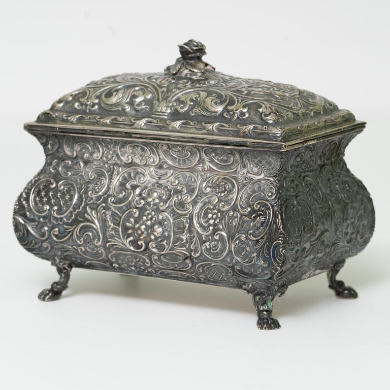 Antique German 800 - Silver Large Jewelry/Dresser Box For Sale at 1stDibs