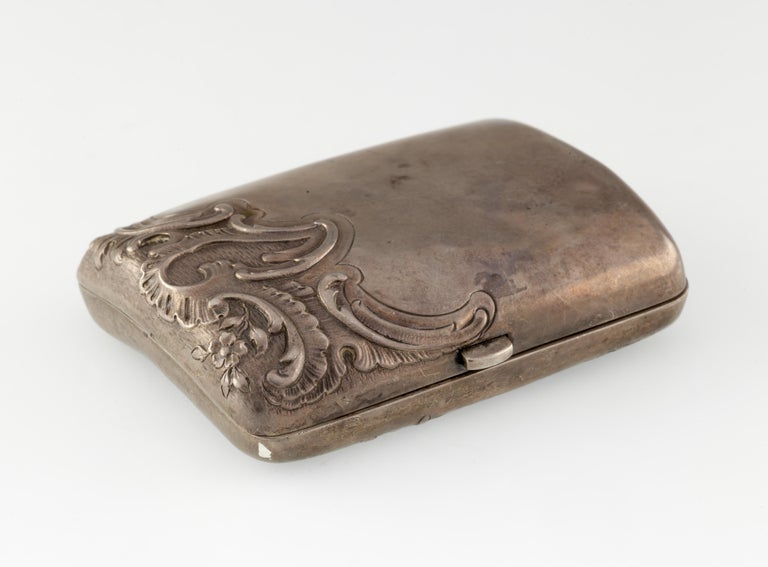 Antique German 800 Silver Repousse Cigarette Case For Sale at 1stDibs