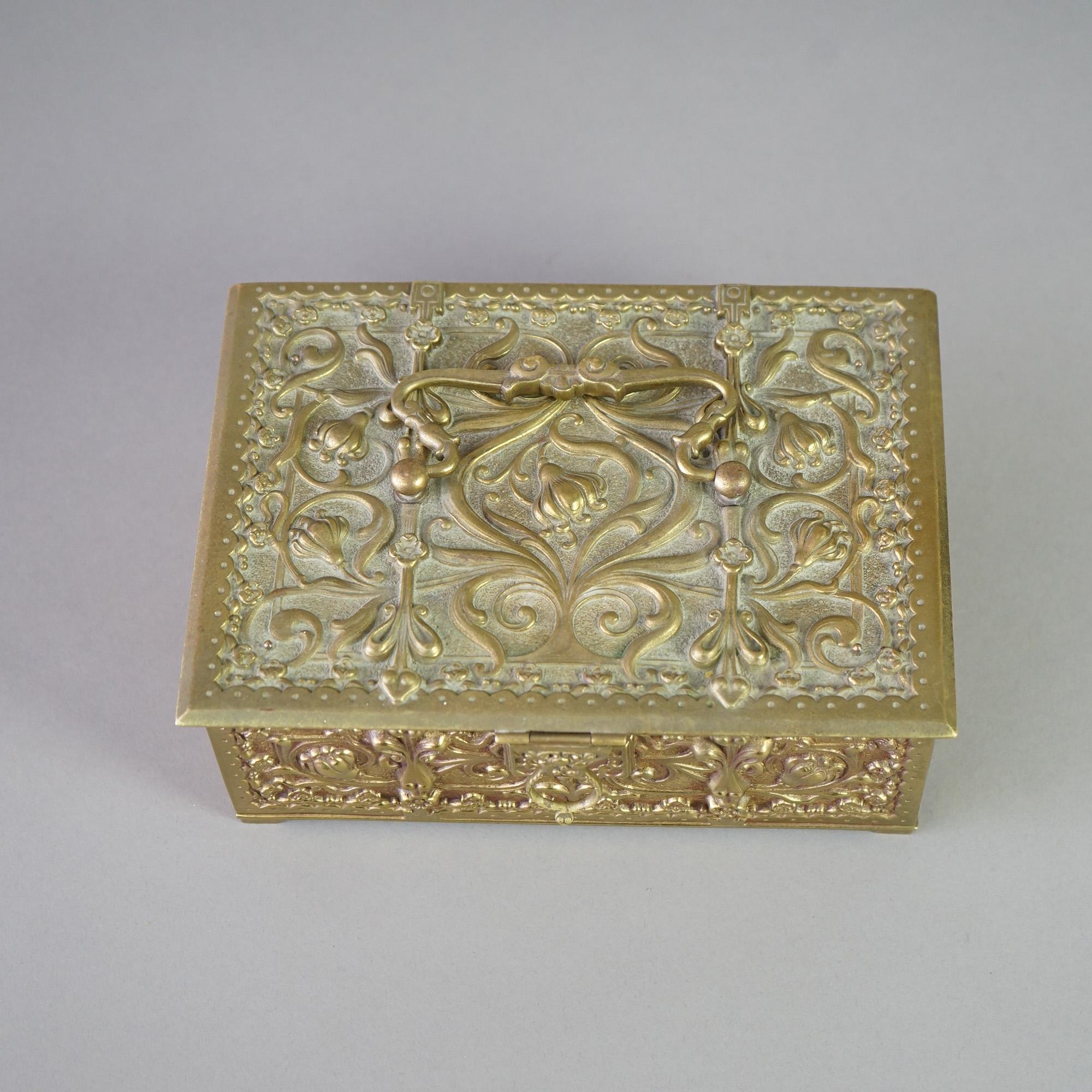 Antique German Arts and Crafts Gilt Bronze Heavily Embossed Cigar ...