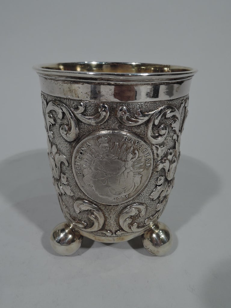 Antique German Baroque-Style Silver Beaker with Old Coins For Sale at ...