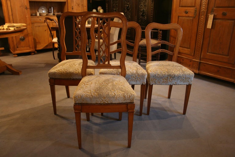 Antique German Biedermeier Chairs, Set of 4, Fruitwood, circa 1840 For ...