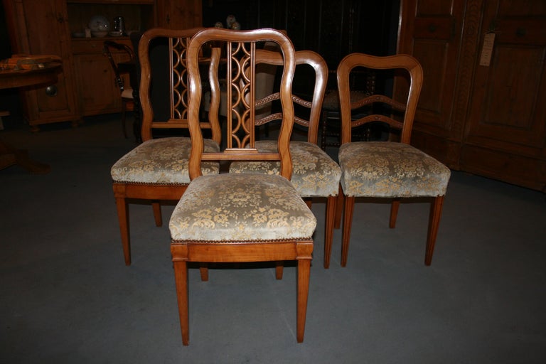 Antique German Biedermeier Chairs, Set of 4, Fruitwood, circa 1840 For ...