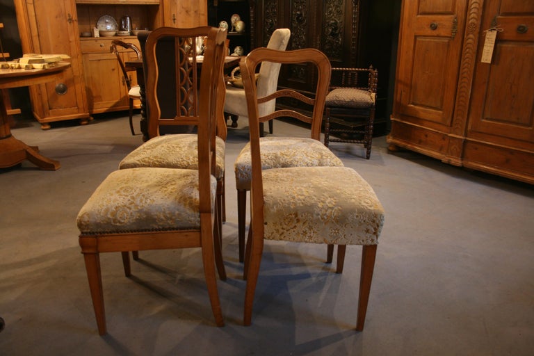 Antique German Biedermeier Chairs, Set of 4, Fruitwood, circa 1840 For ...