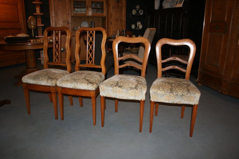 Antique German Biedermeier Chairs, Set of 4, Fruitwood, circa 1840 For ...
