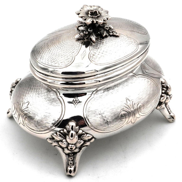 Antique German Biedermeier Silver Sugar Box, circa 1870 For Sale at 1stDibs