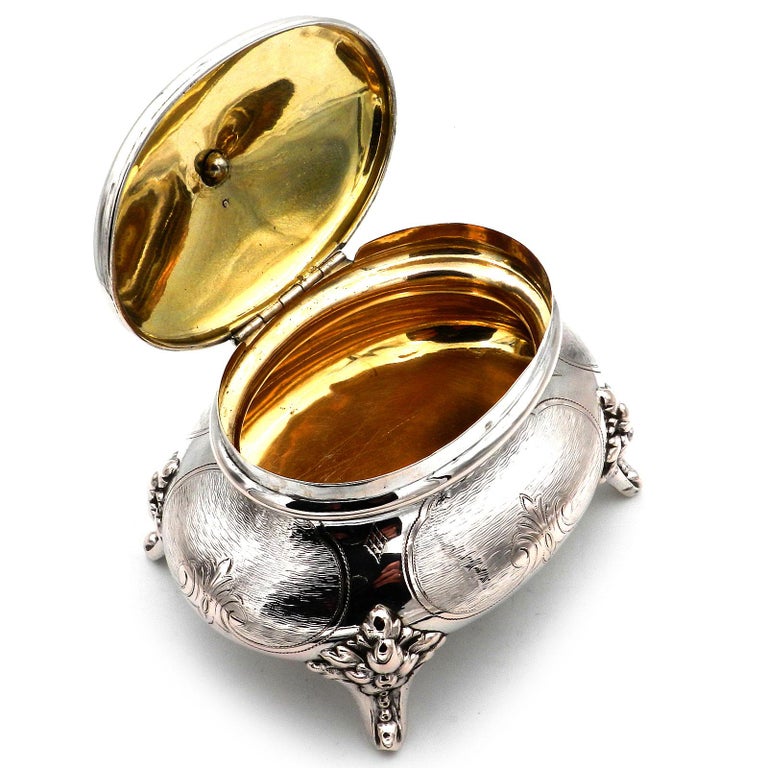 Antique German Biedermeier Silver Sugar Box, circa 1870 For Sale at 1stDibs