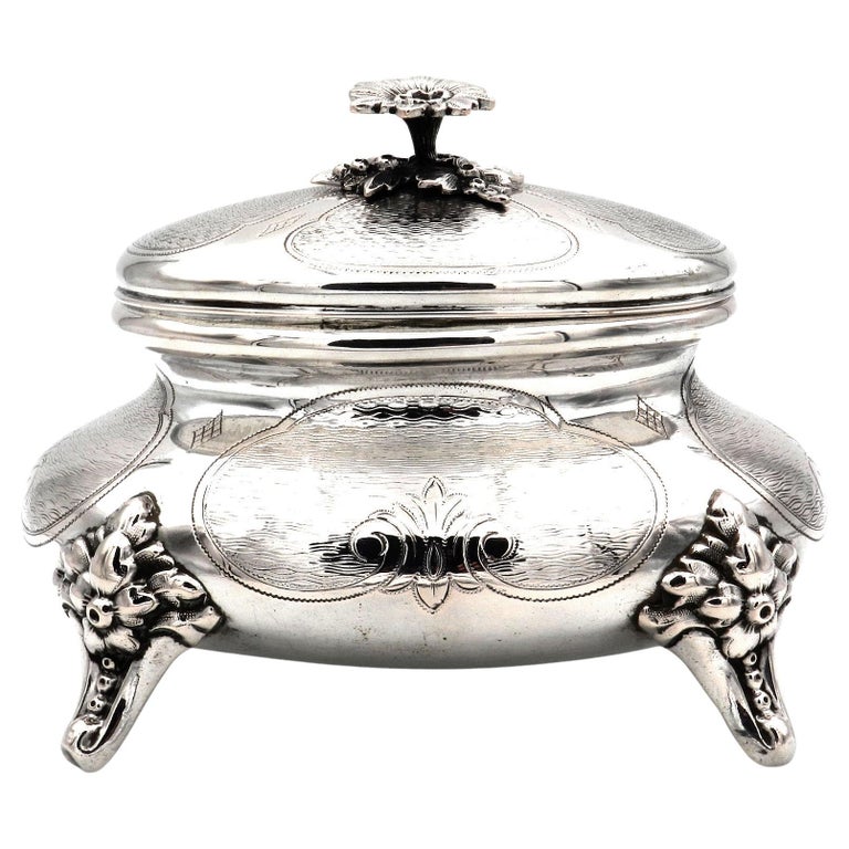 Antique German Biedermeier Silver Sugar Box, circa 1870 For Sale at 1stDibs