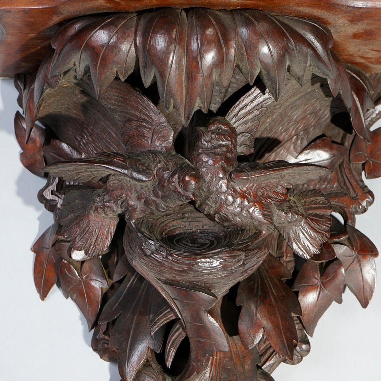 Antique German Black Forest Figural Bird Wall Shelf, Birds in a Nest ...