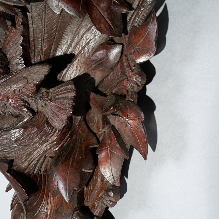 Antique German Black Forest Figural Bird Wall Shelf, Birds in a Nest ...