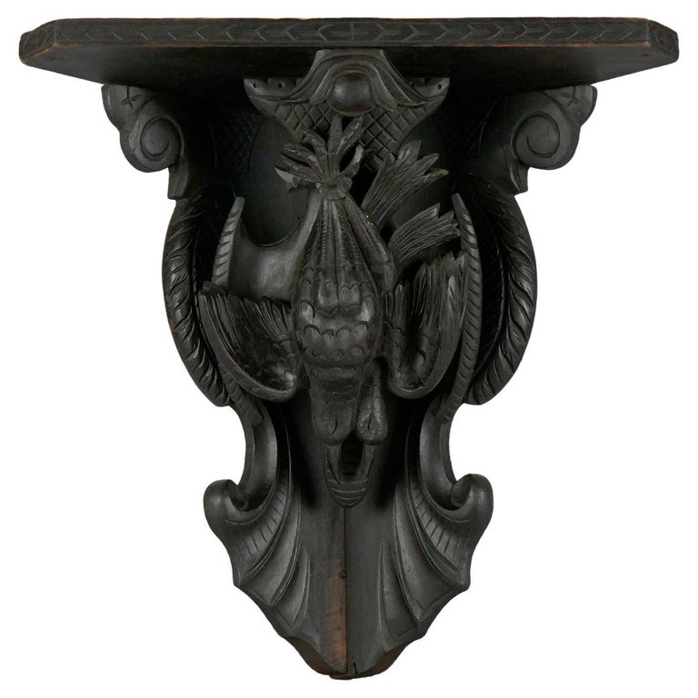 Antique German Black Forest Figural Carved Walnut Game Bird Corner ...