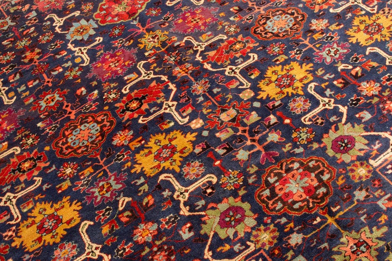Antique German Blue and Red Rug with Floral Patterns by Rug and Kilim ...
