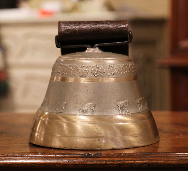 Antique German Bronze Cow Bell with Original Leather Strap and Buckle ...