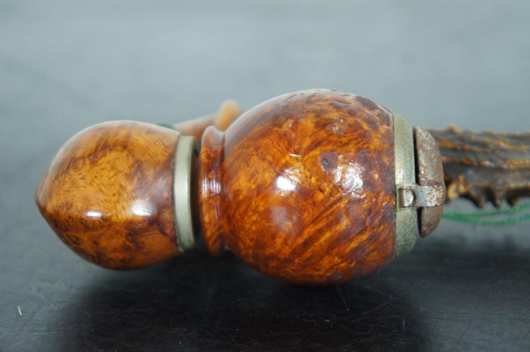 Antique German Buck Horn Antler and Burl Wood German Black Foreset ...