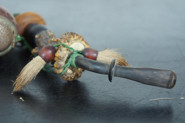 Antique German Buck Horn Antler and Burl Wood German Black Foreset ...