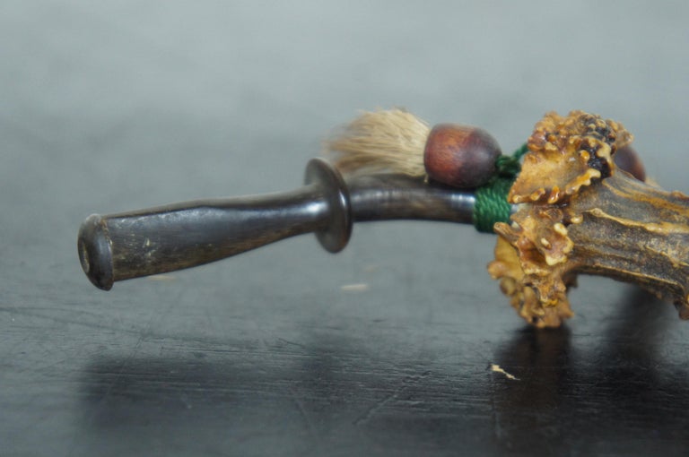 Antique German Buck Horn Antler and Burl Wood German Black Foreset ...