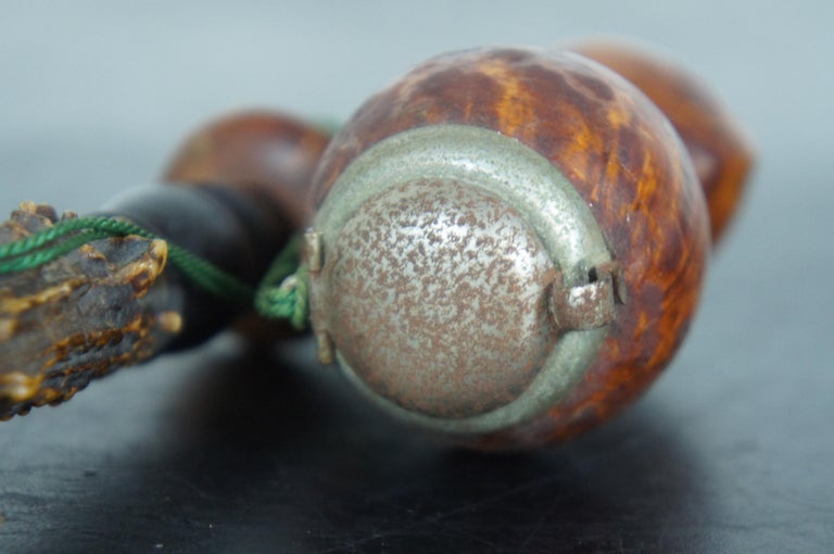 Antique German Buck Horn Antler and Burl Wood German Black Foreset ...