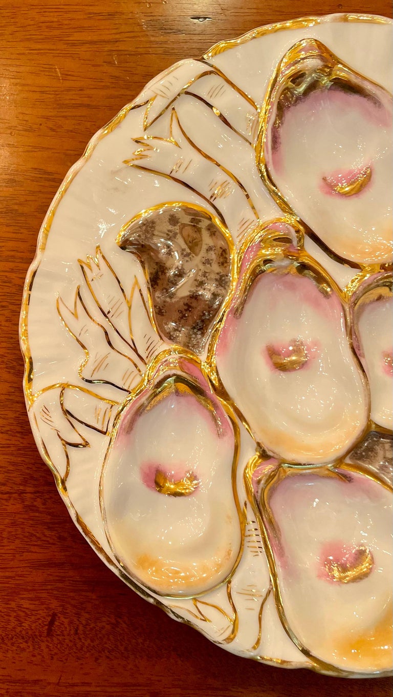 Antique German Carl Tielsch Co. Porcelain Turkey Pattern Oyster Plate ...