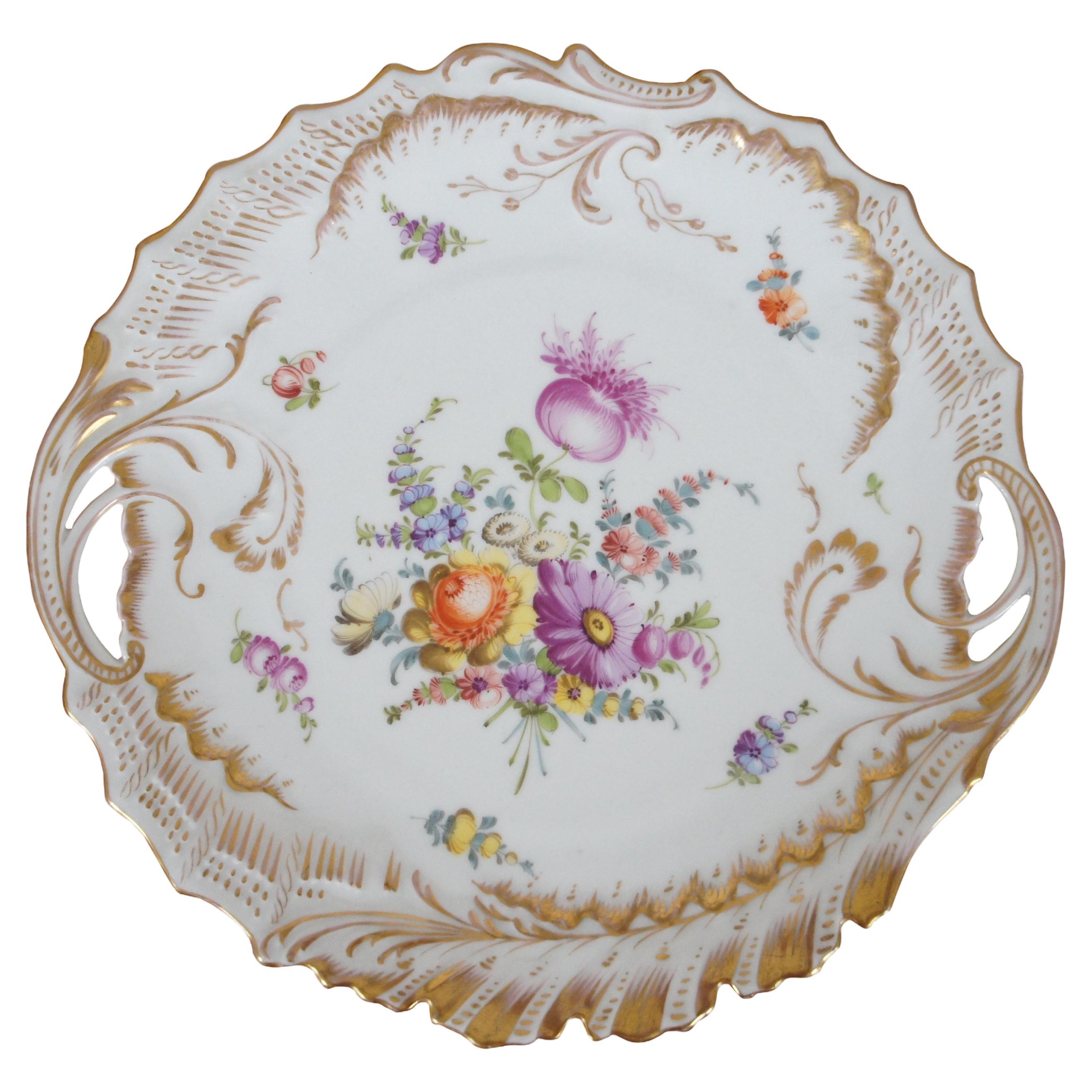2 Antique Franziska Hirsch Dresden Porcelain Polychrome Scalloped ...